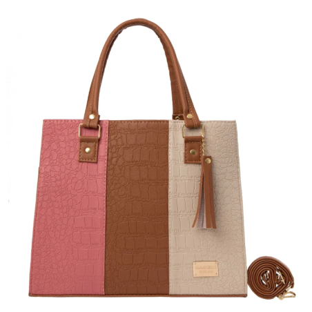 Bolsa Fana Irma Color Rosa / Camel Elegante