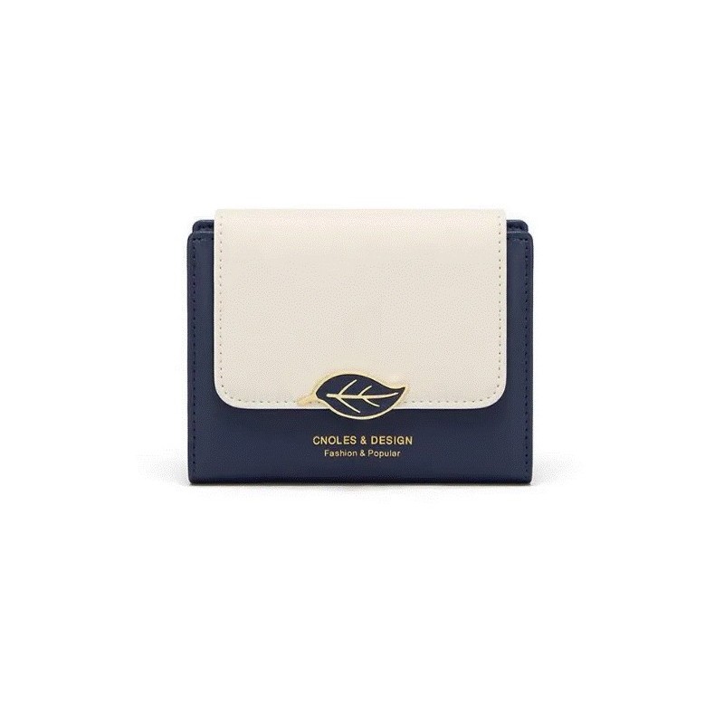 Cartera corta Mujer Cnoles Piel Azul/Blanco