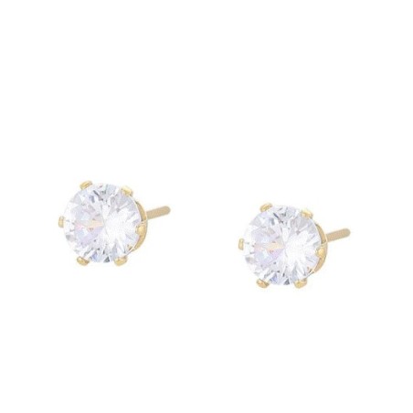Aretes Broquel Cristal Austriaco Dama Oro Laminado Dorado