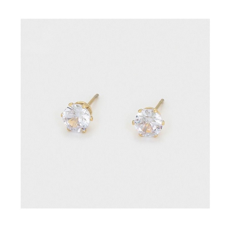 Aretes Broquel Cristal Austriaco Dama Oro Laminado Dorado