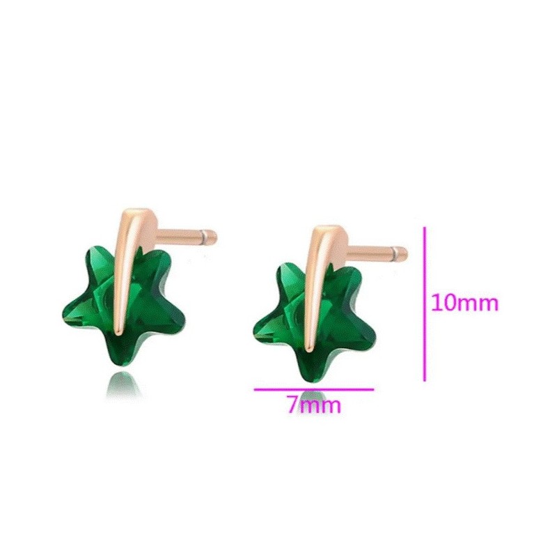 Aretes Broquel Estrella Esmeralda Adulto Niña Oro Laminado Dorado